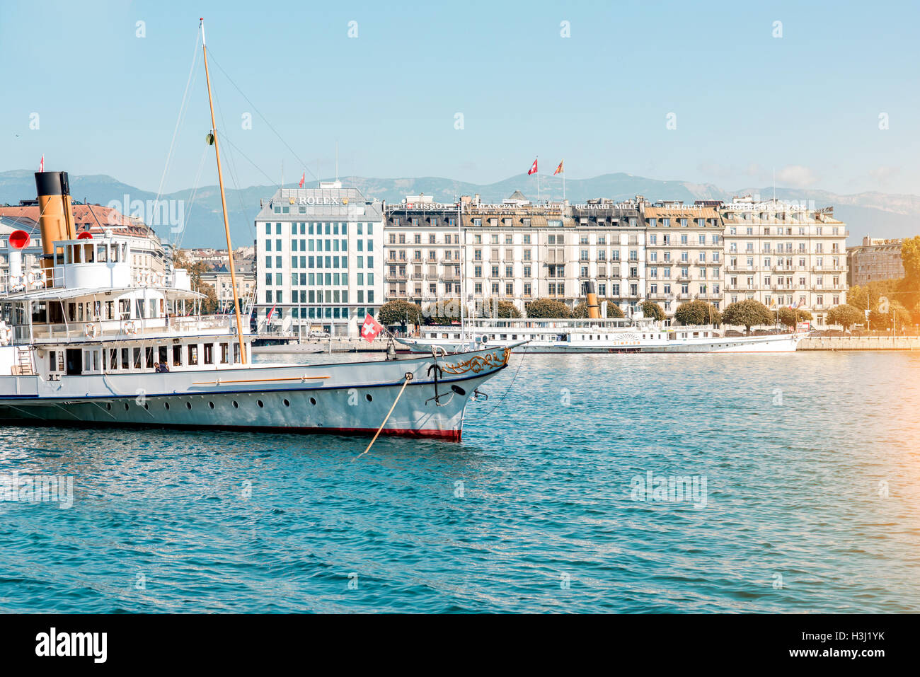 Geneva riverside in Switzerland Stock Photo - Alamy