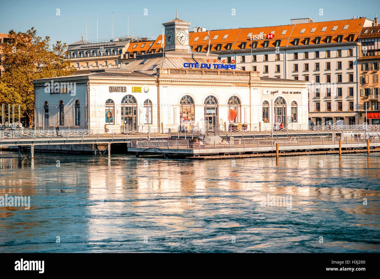 Geneva riverside in Switzerland Stock Photo - Alamy