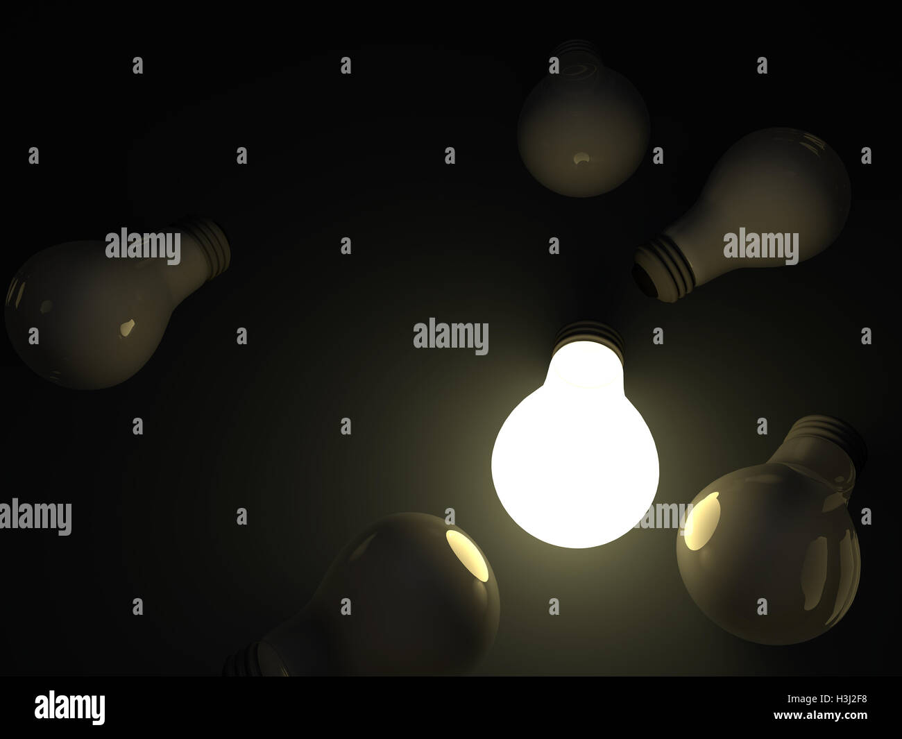 Single glowing light bulb Stock Photo - Alamy