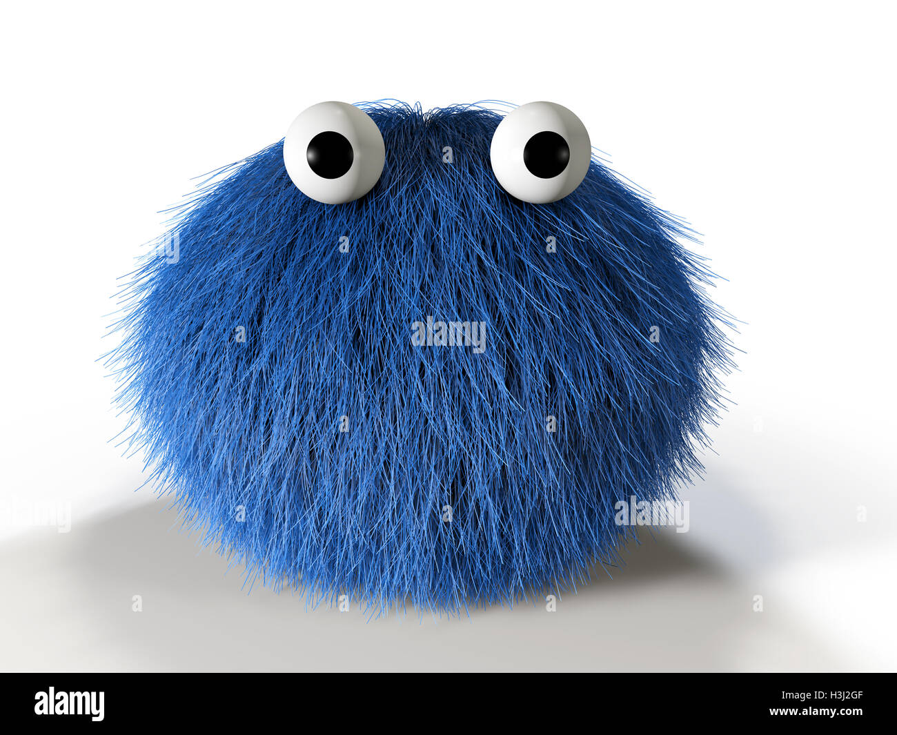 3d cute blue furry monster Stock Photo - Alamy
