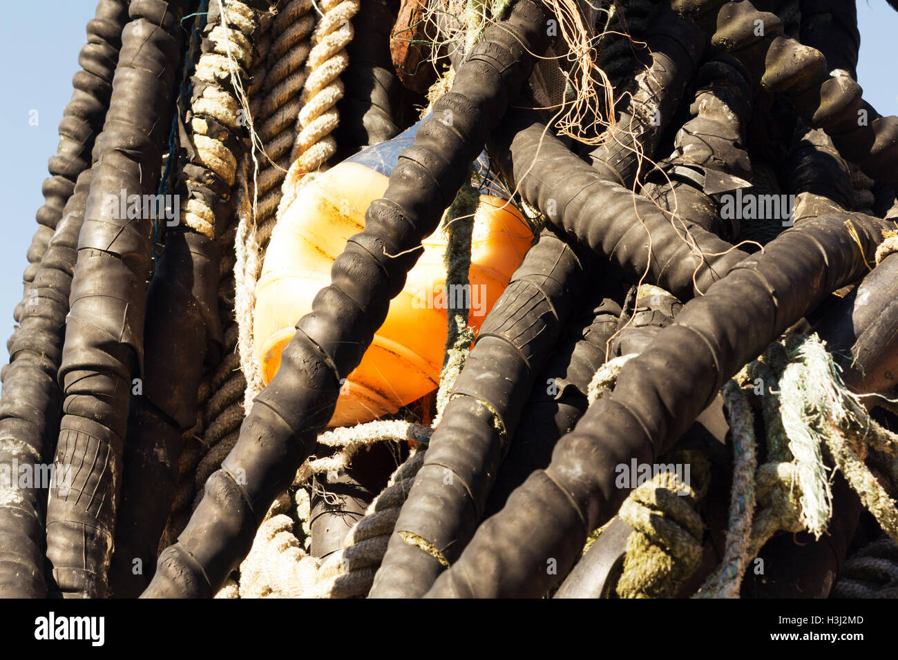 Close up of old fishing ropes coiled up Stock Photo - Alamy