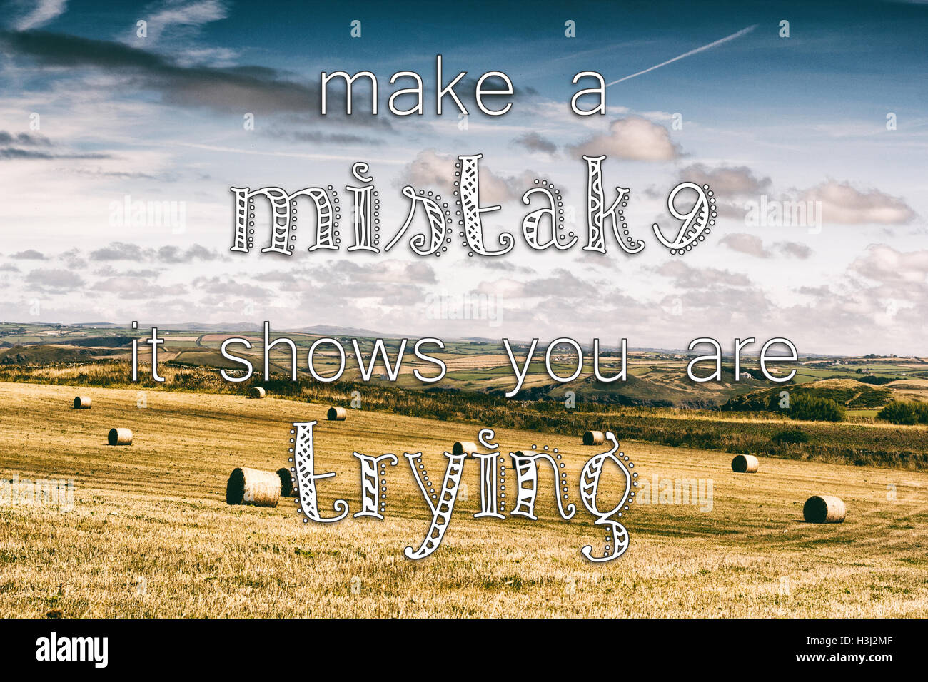 Inspirational motivational quote on a retro style background Stock ...