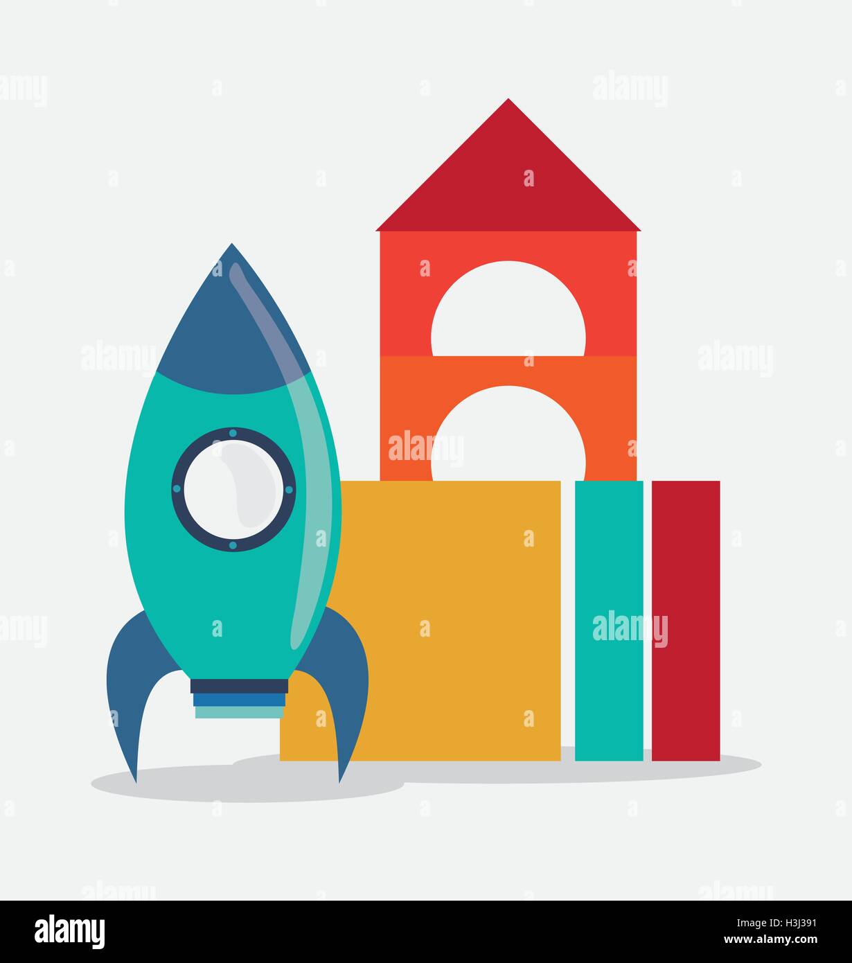 Blocks and rocket toy and game design Stock Vector Image & Art - Alamy
