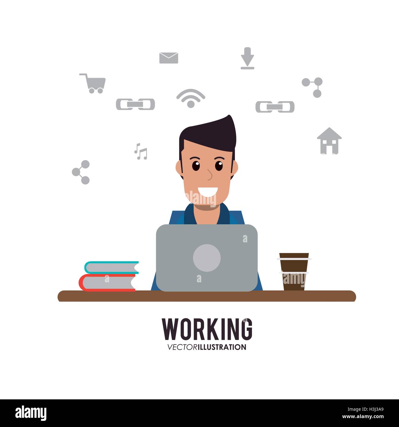Avatar working on laptop vector Stock Vector Images - Alamy
