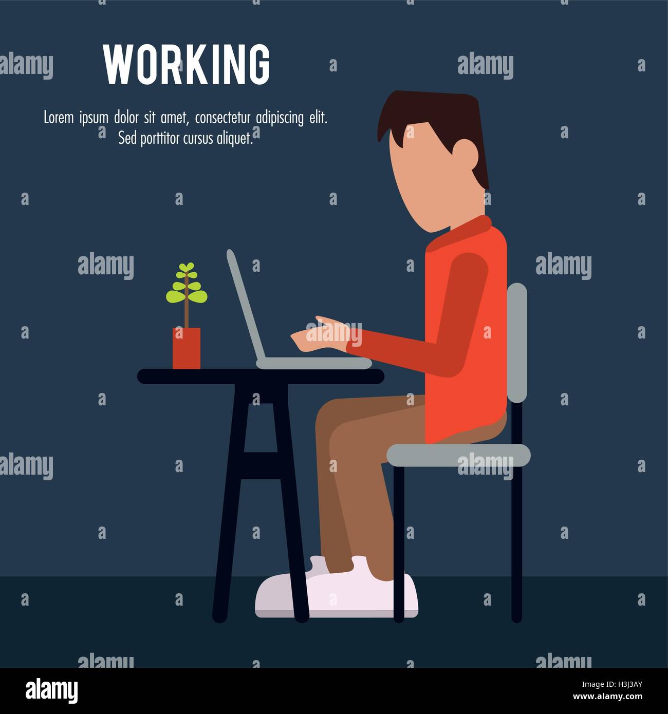 boy Working on laptop design Stock Vector Image & Art - Alamy