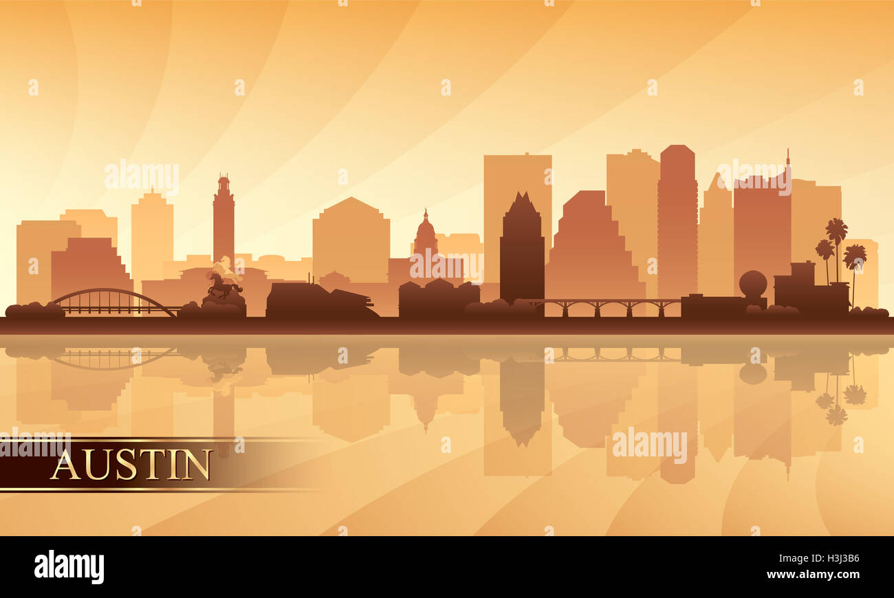 Austin city skyline silhouette background Stock Photo - Alamy