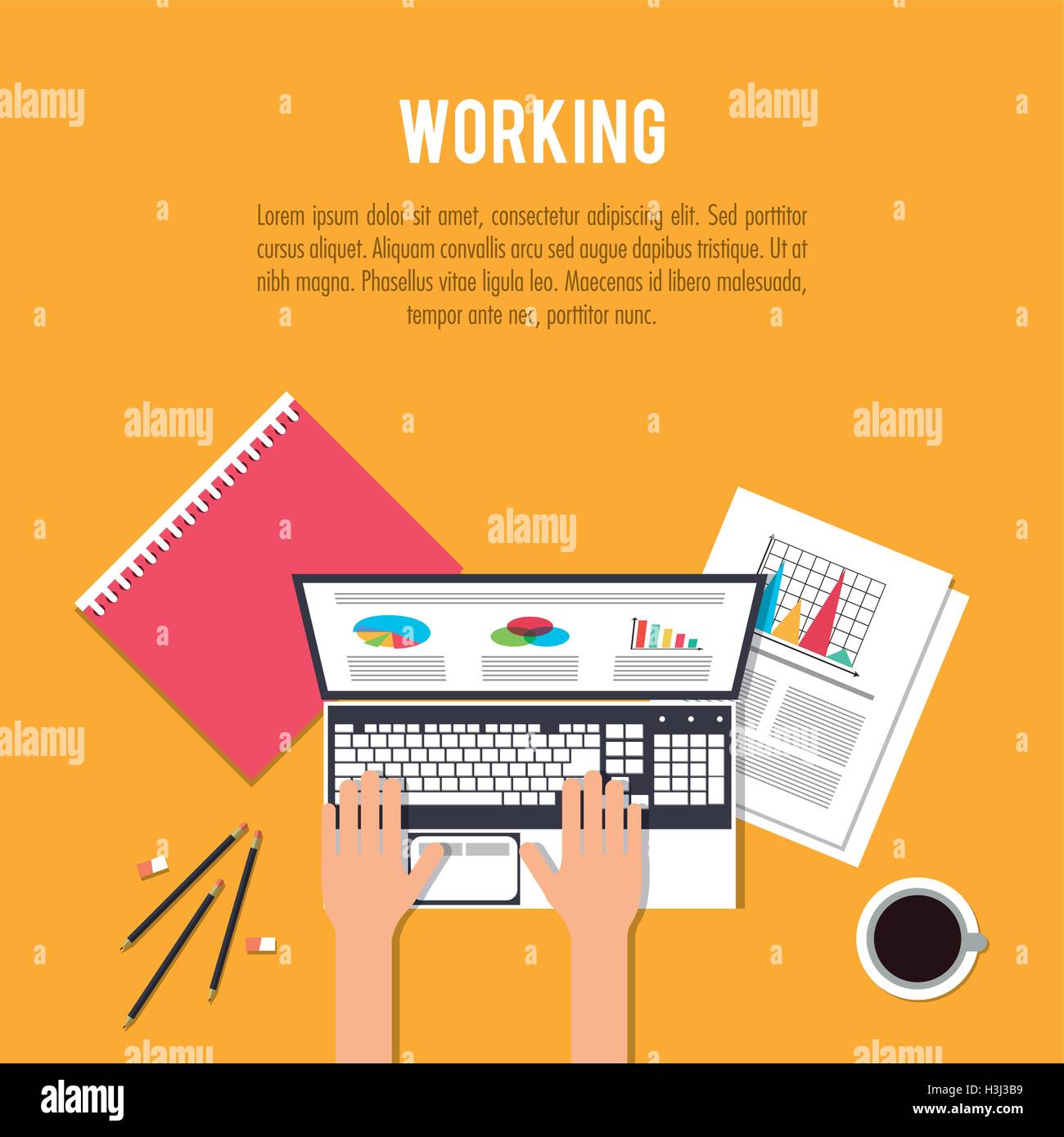 Working on laptop design Stock Vector Image & Art - Alamy