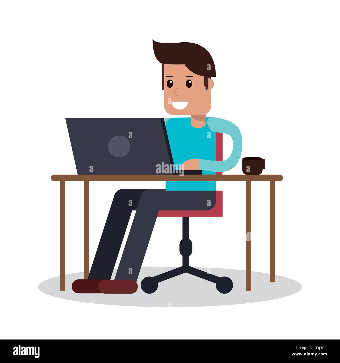 boy Working on laptop design Stock Vector Image & Art - Alamy