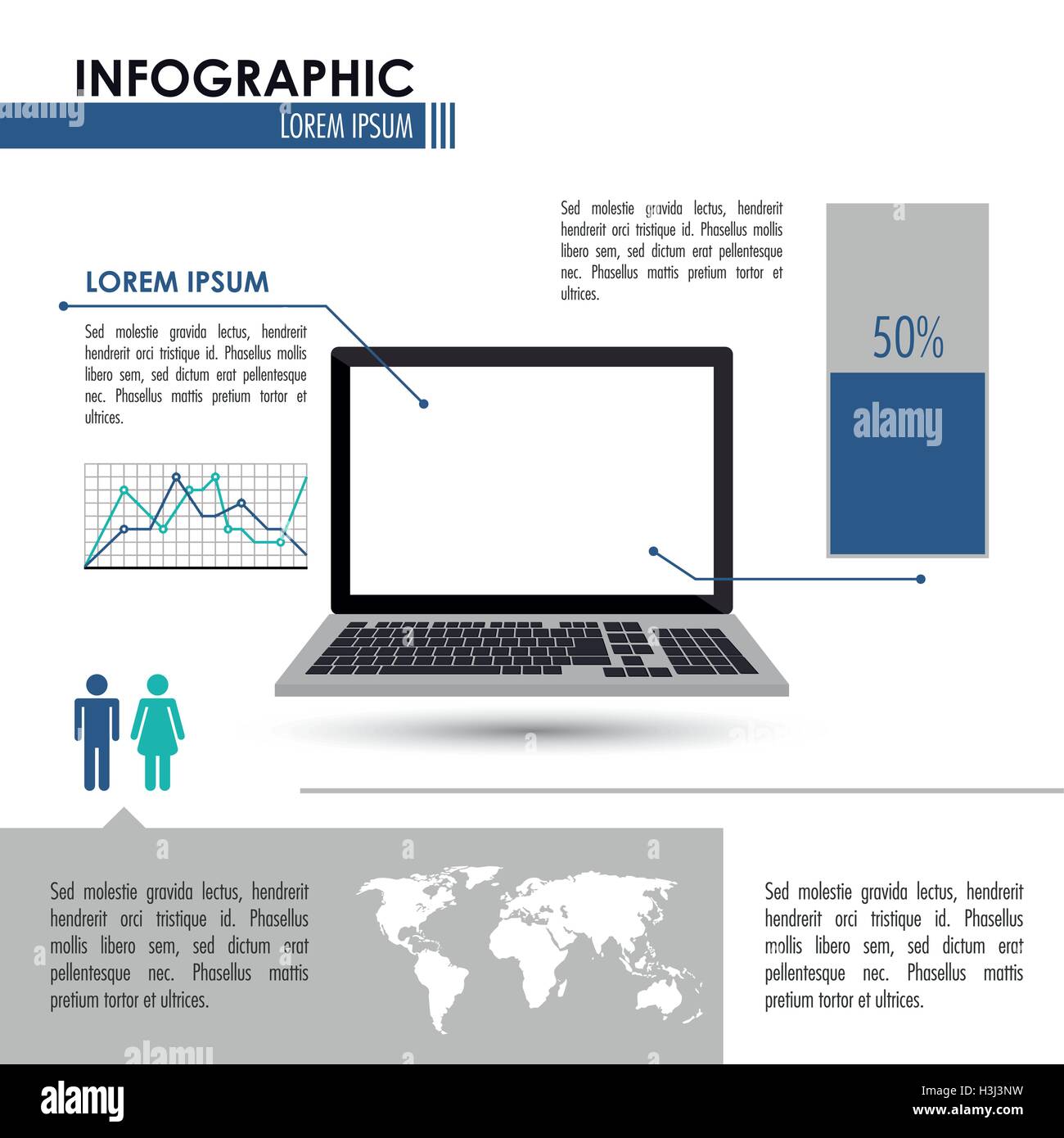 Infographic and laptop design , vector illustration Stock Vector Image ...