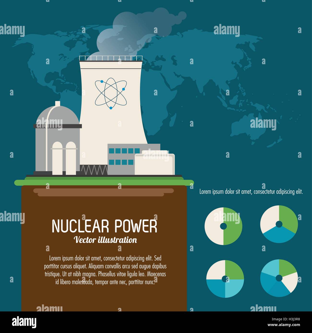 nuclear plant in colorful design, vector illustration Stock Vector ...