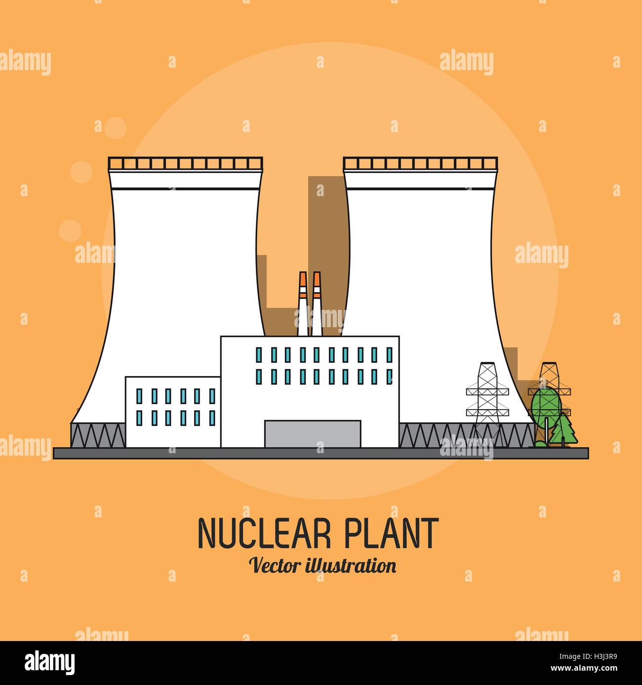 nuclear plant in colorful design, vector illustration Stock Vector ...