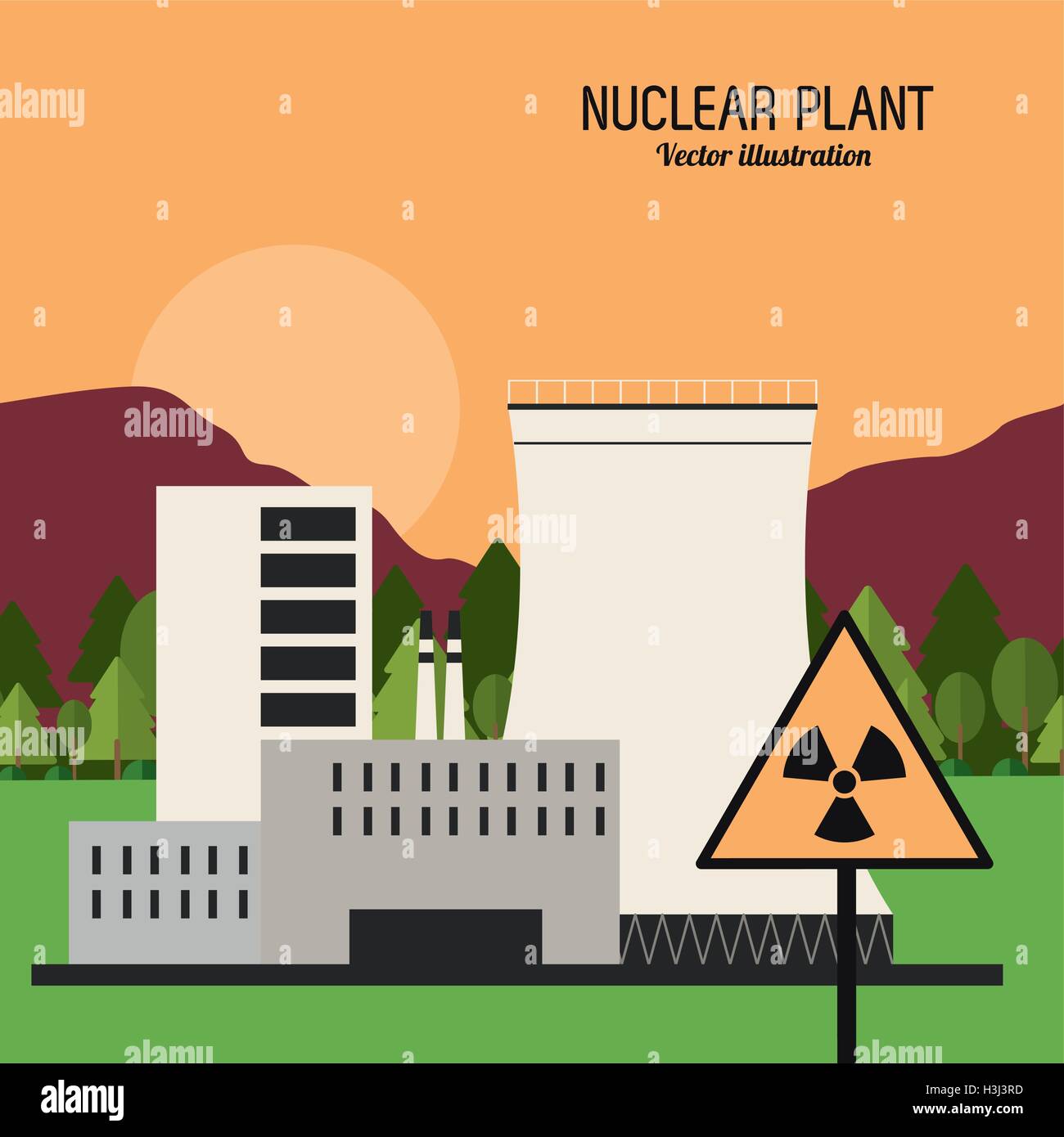 nuclear plant in colorful design, vector illustration Stock Vector ...