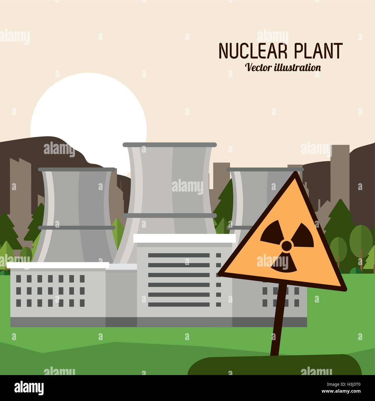 nuclear plant in colorful design, vector illustration Stock Vector ...