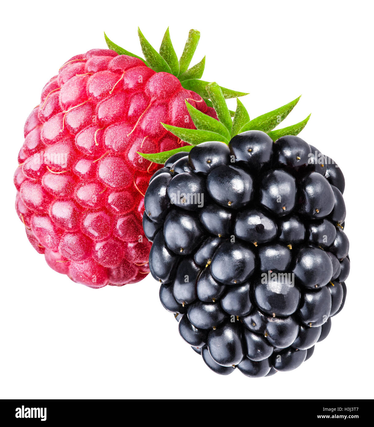 Blackberry and raspberry isolated on white background clipping path ...