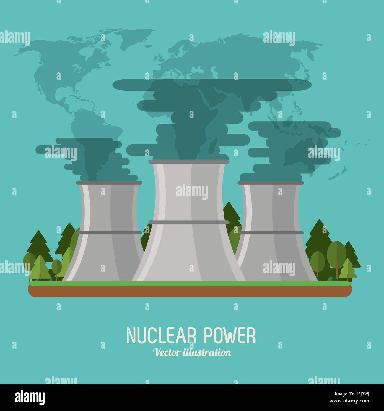 nuclear plant in colorful design, vector illustration Stock Vector ...