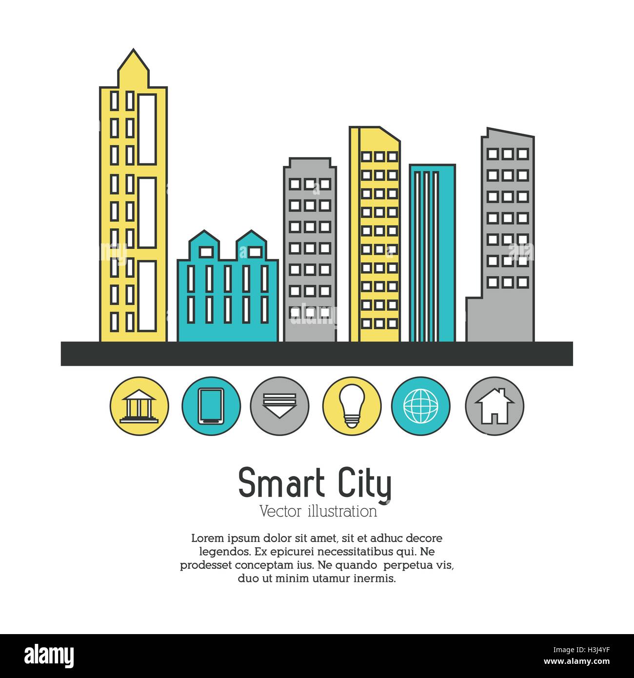 Smart city design. Social media icon. Technology concept Stock Vector ...