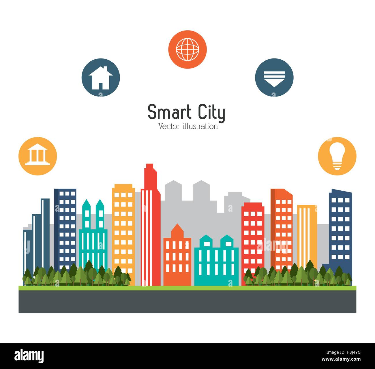 Smart city design. Social media icon. Technology concept Stock Vector ...
