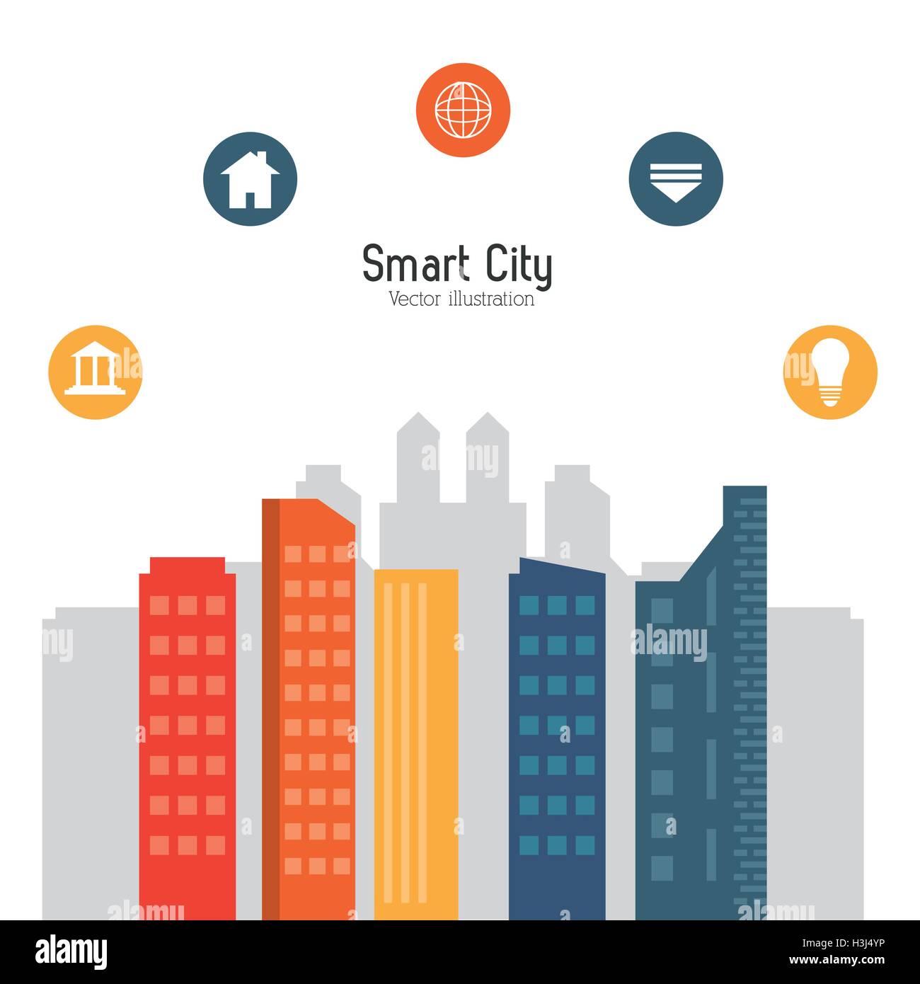 Smart city design. Social media icon. Technology concept Stock Vector ...
