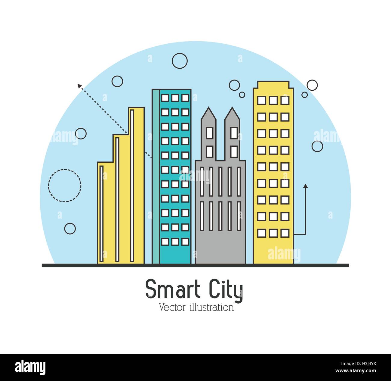 Smart city design. Social media icon. Technology concept Stock Vector ...