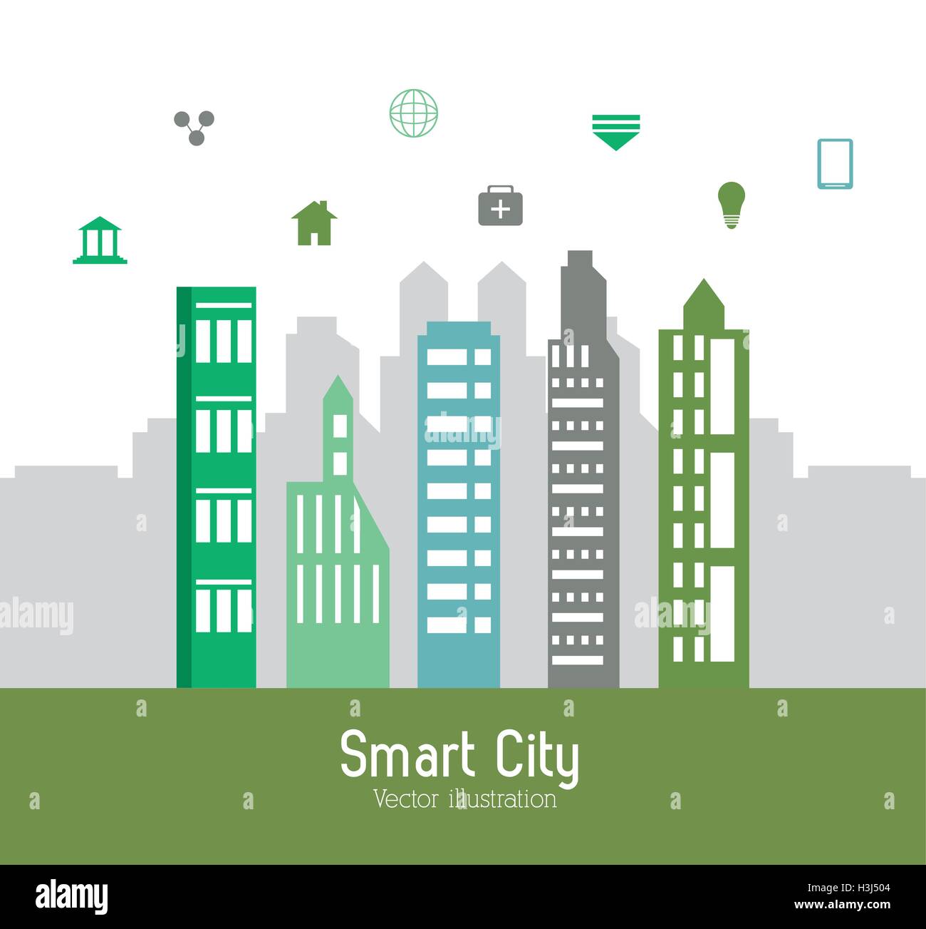 Smart city design. Social media icon. Technology concept Stock Vector ...
