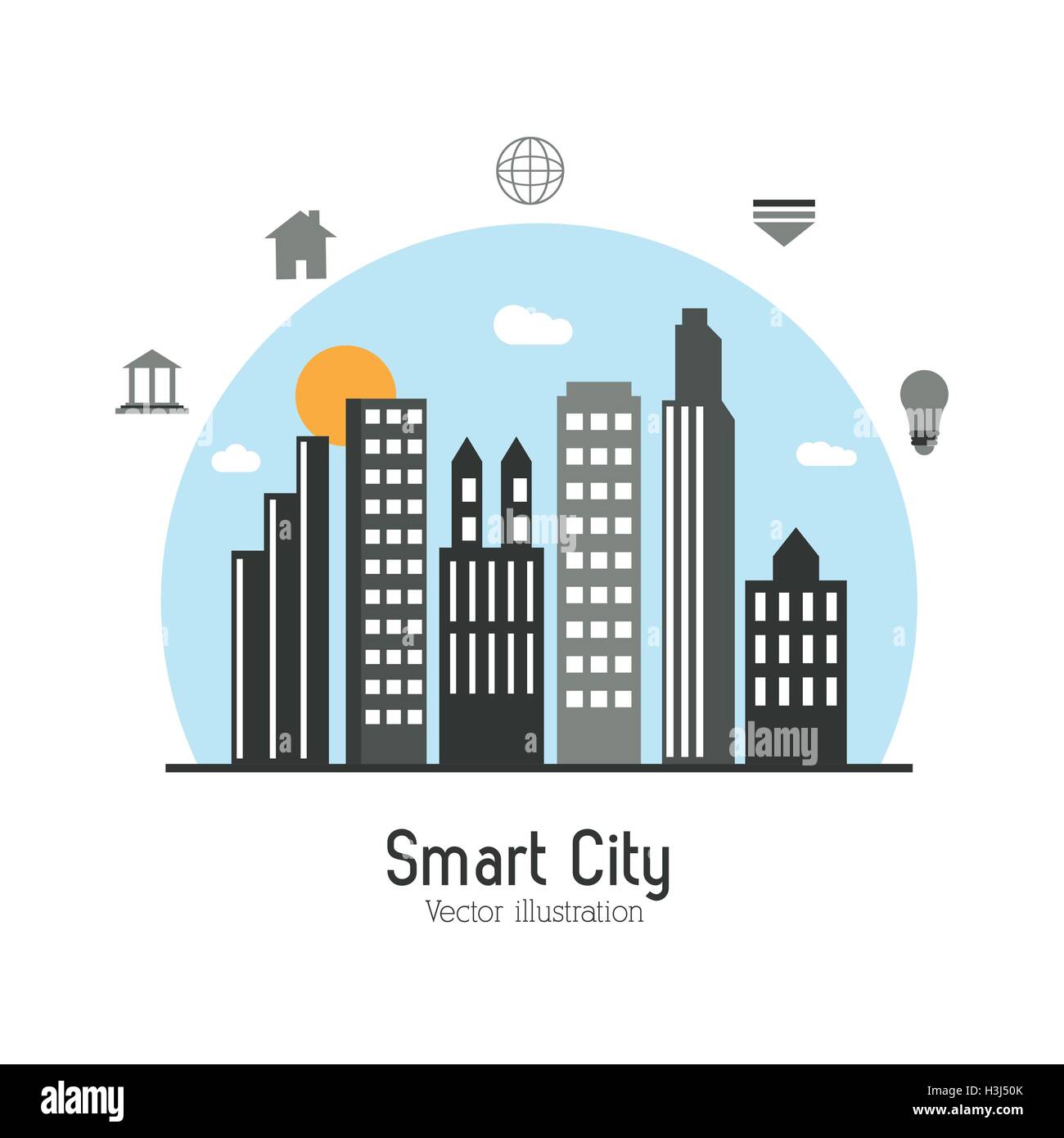 Smart city design. Social media icon. Technology concept Stock Vector ...