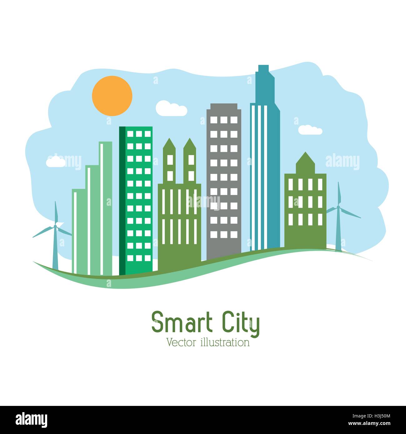 Smart city design. Social media icon. Technology concept Stock Vector ...