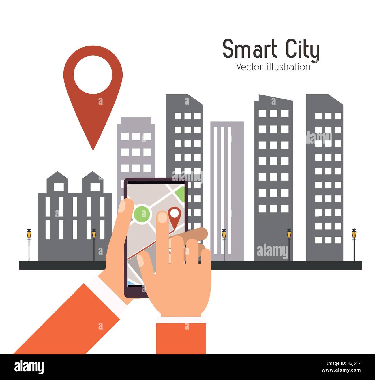 Smart city design. Social media icon. Technology concept Stock Vector ...