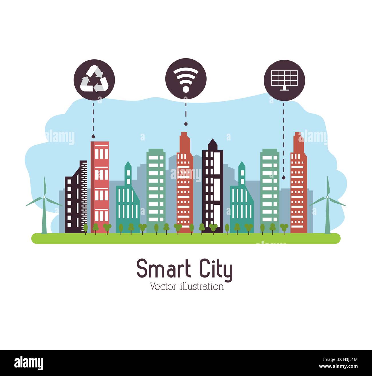 Smart city design. Social media icon. Technology concept Stock Vector ...