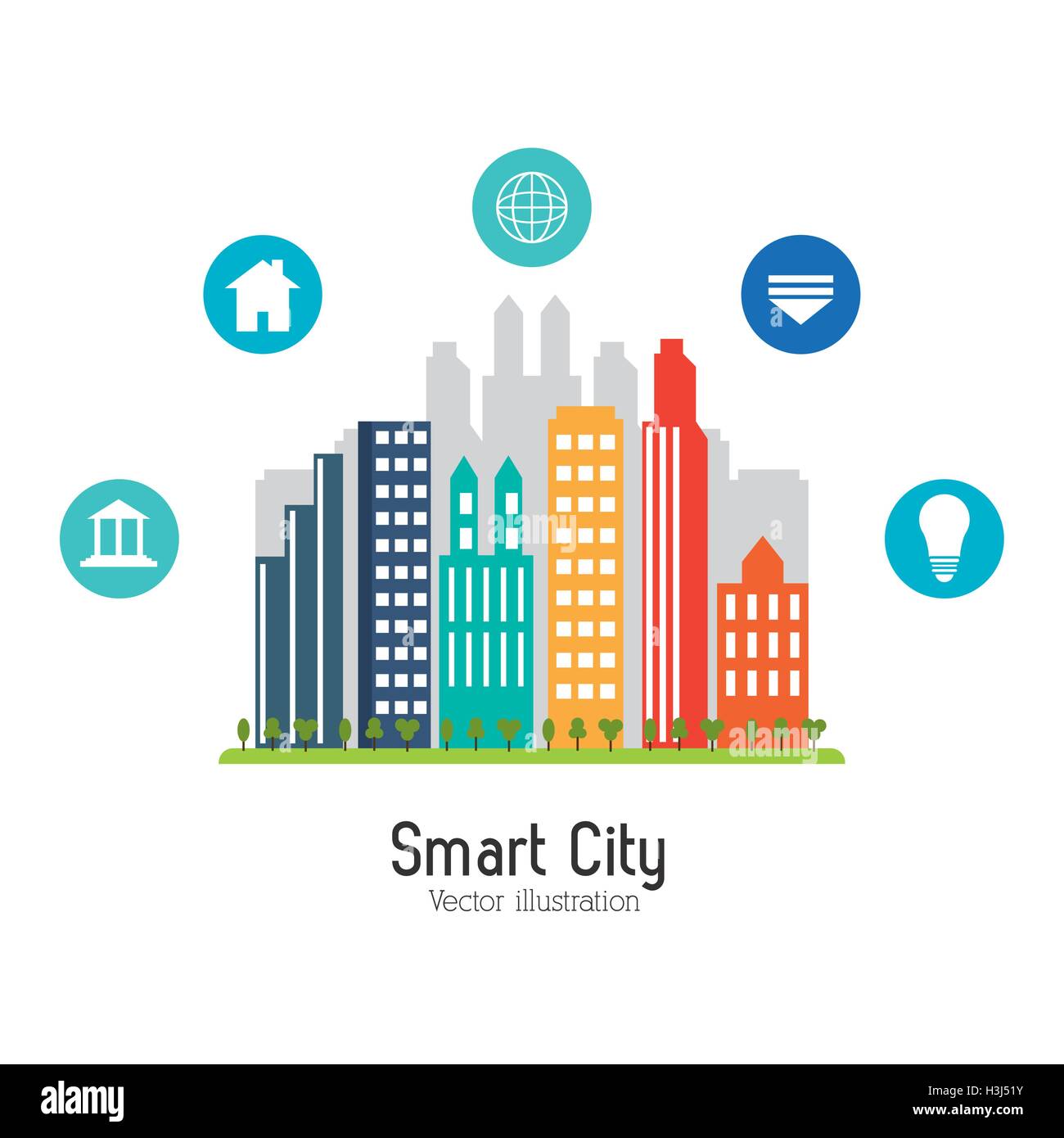 Smart city design. Social media icon. Technology concept Stock Vector ...