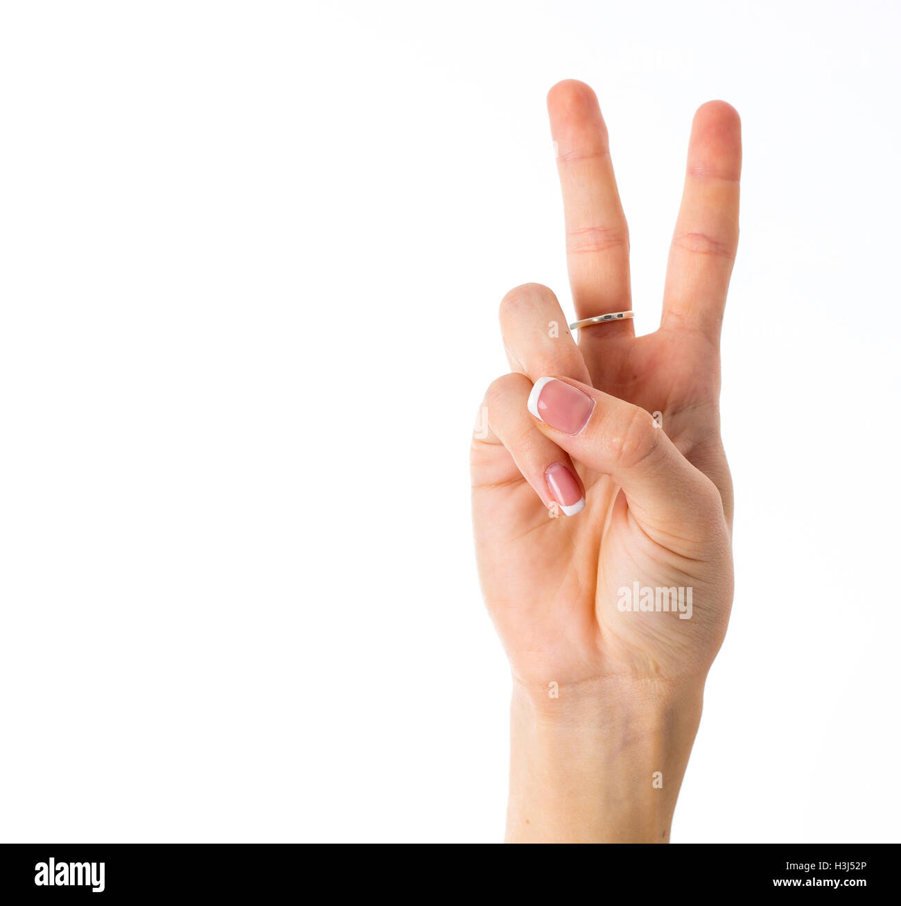 Hand showing peace Stock Photo - Alamy