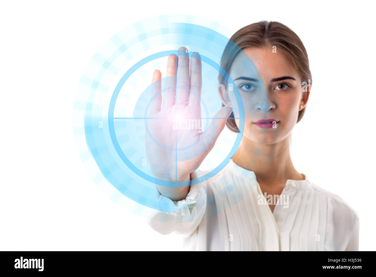 Woman showing stop Stock Photo - Alamy