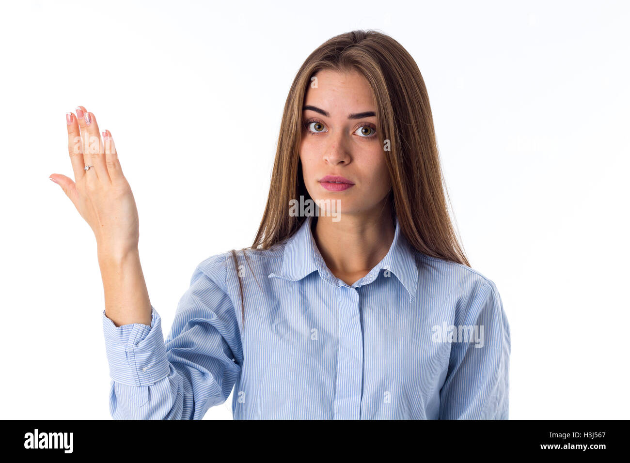 Young woman explaining something Stock Photo - Alamy