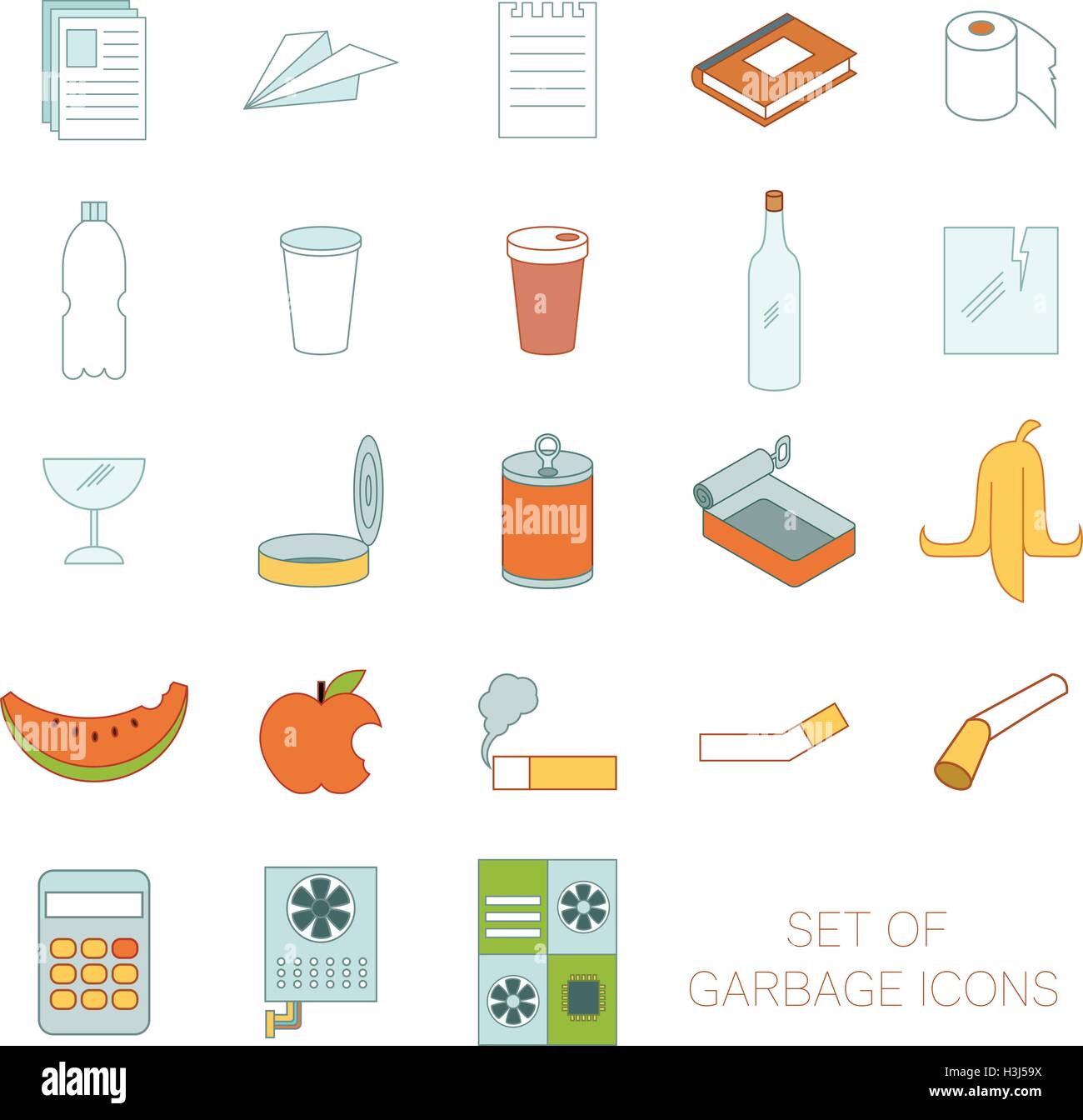 Set of colour garbage signs Stock Vector Image & Art - Alamy