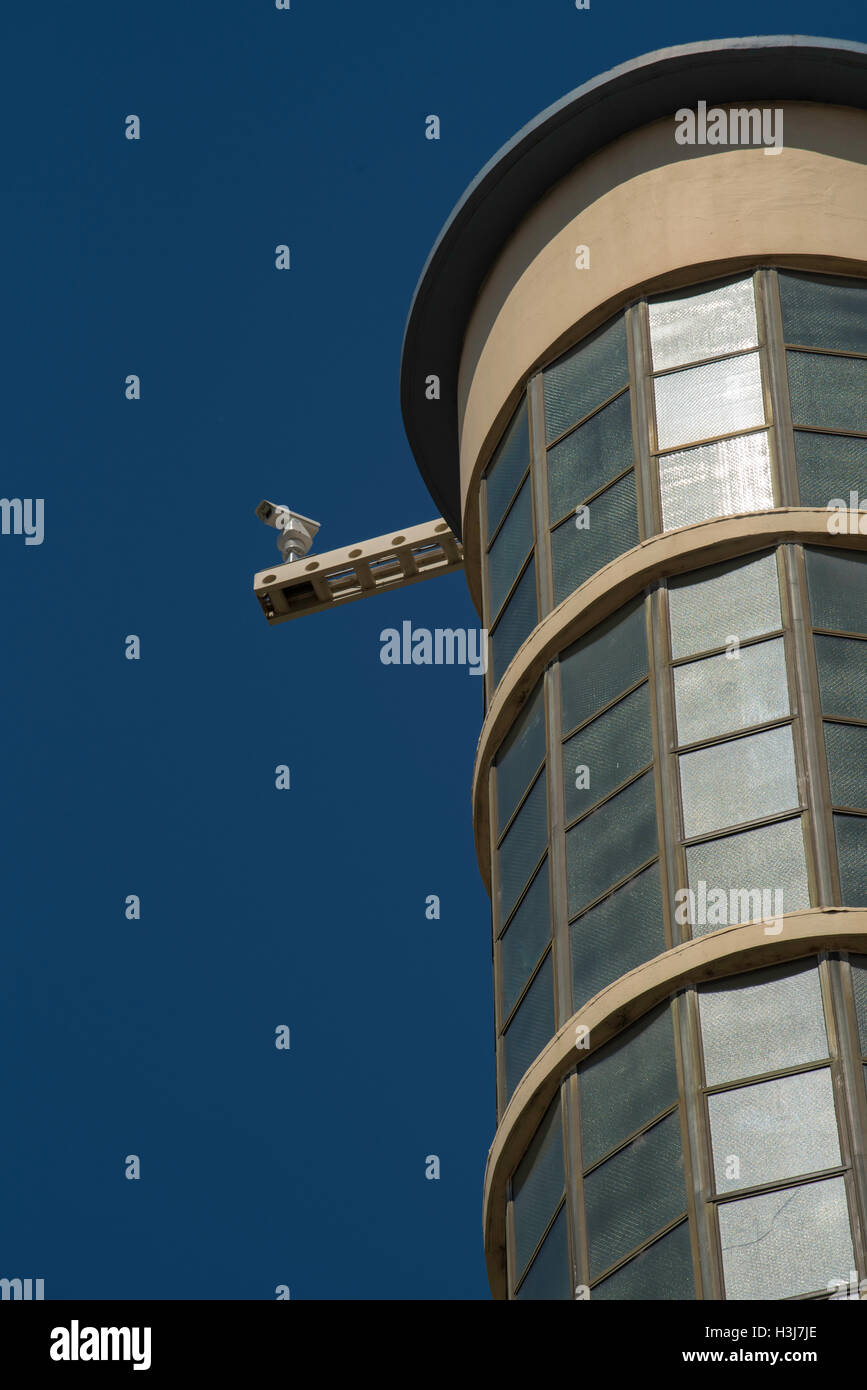A surveillance camera mounted on the top of the 1940 built Streamline ...