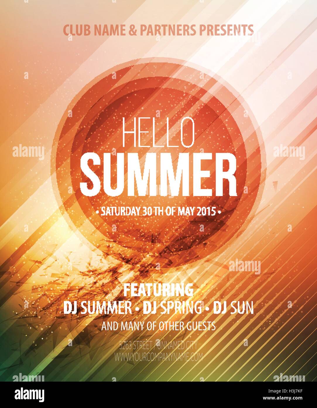 Summer party. Template poster. Vector illustration Stock Vector Image ...