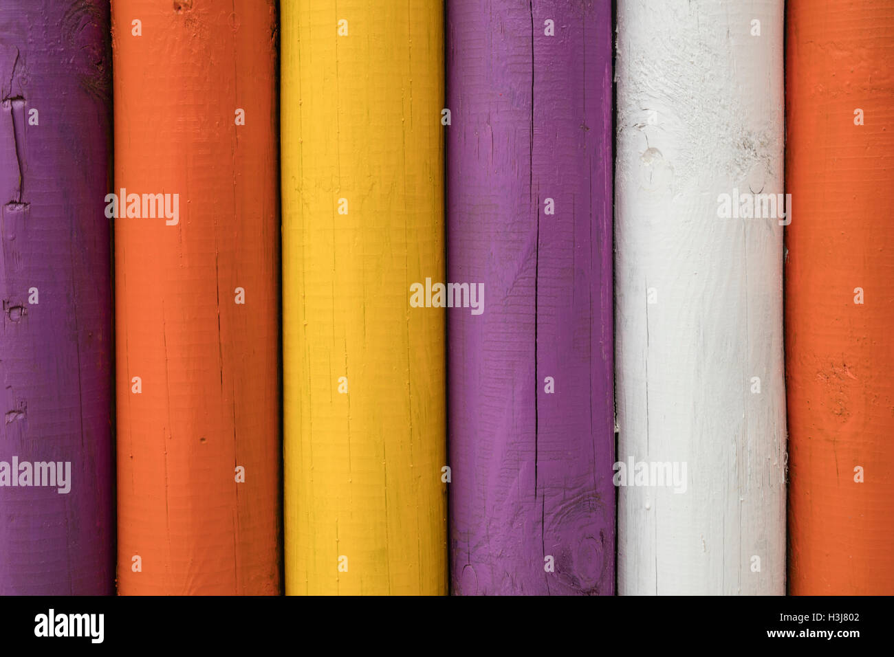 Detail of colorful wooden poles Stock Photo - Alamy