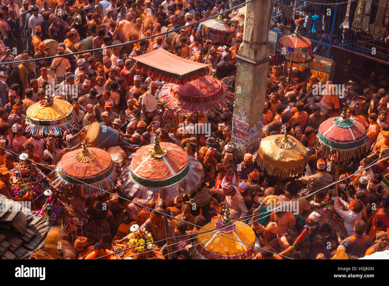 Sindoor Balkumari Jatra, a festival is celebrated in Thimi as part of ...