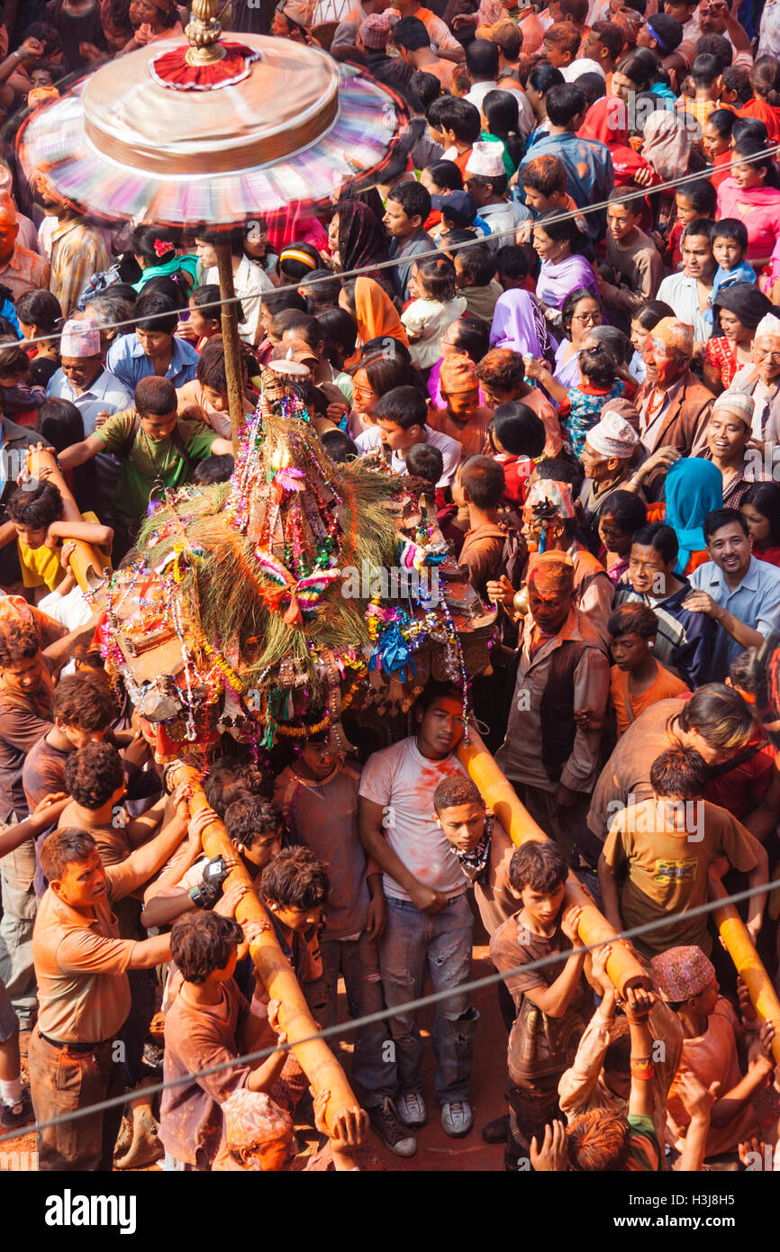 Sindoor Balkumari Jatra, a festival is celebrated in Thimi as part of ...
