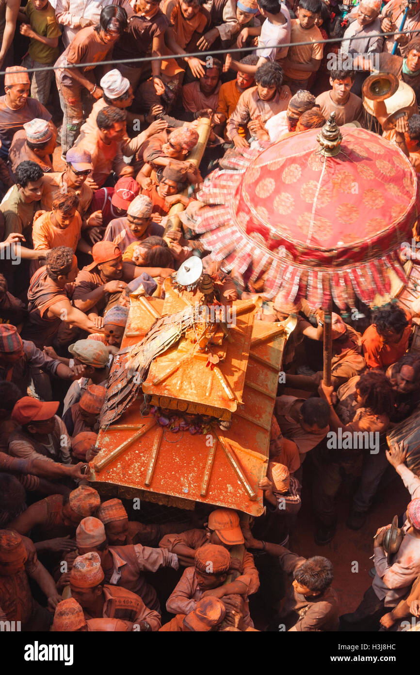 Sindoor Balkumari Jatra, a festival is celebrated in Thimi as part of ...
