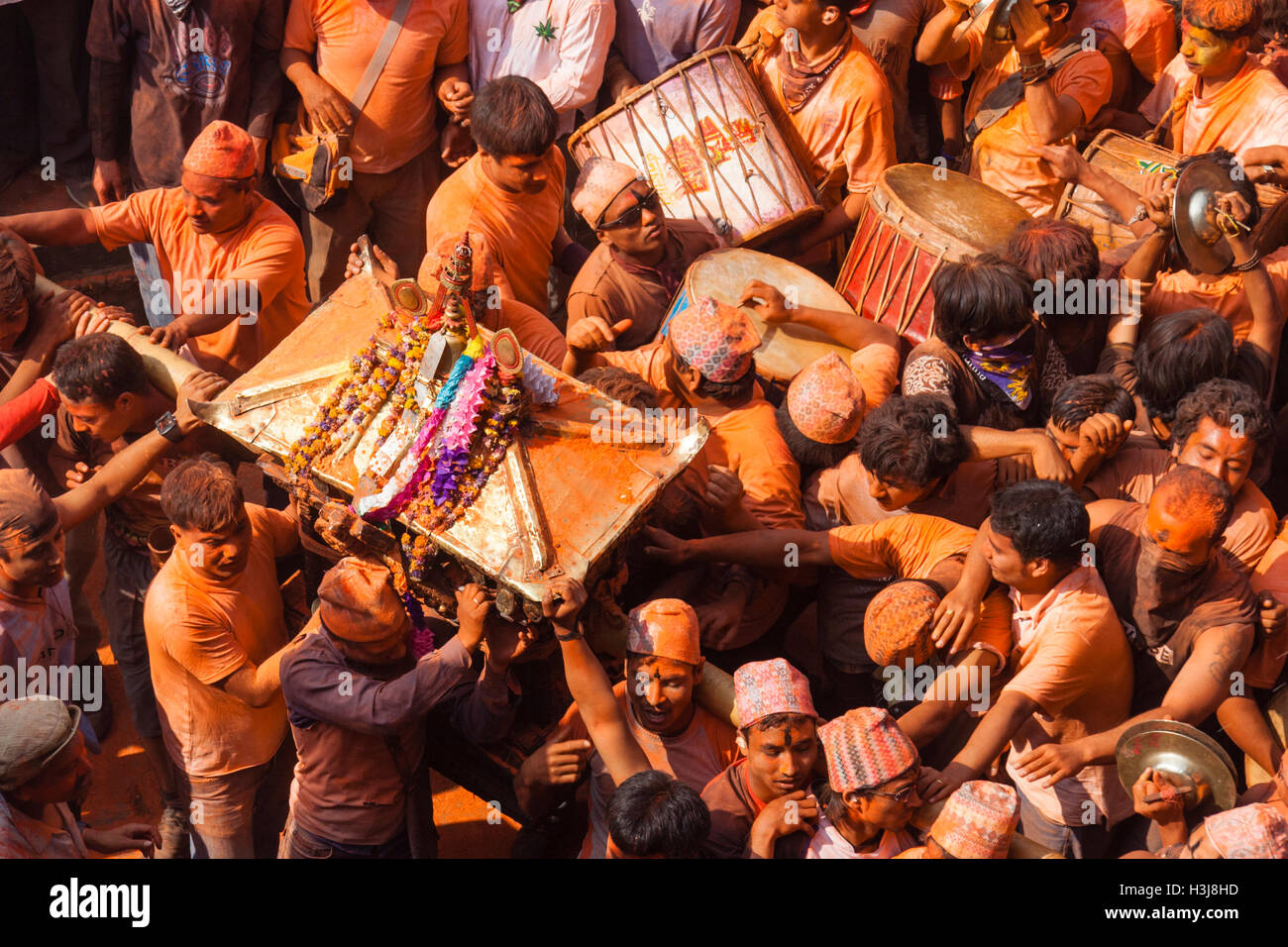 Sindoor Balkumari Jatra, a festival is celebrated in Thimi as part of ...