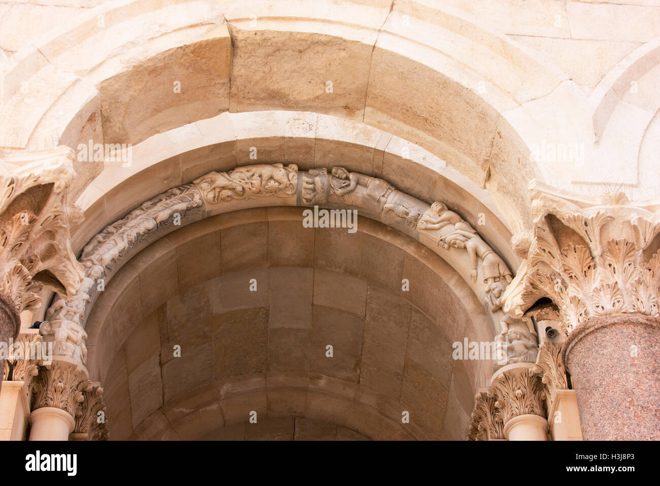 Detail of carvings on the arch of the Cathedral of St Domnius Stock ...