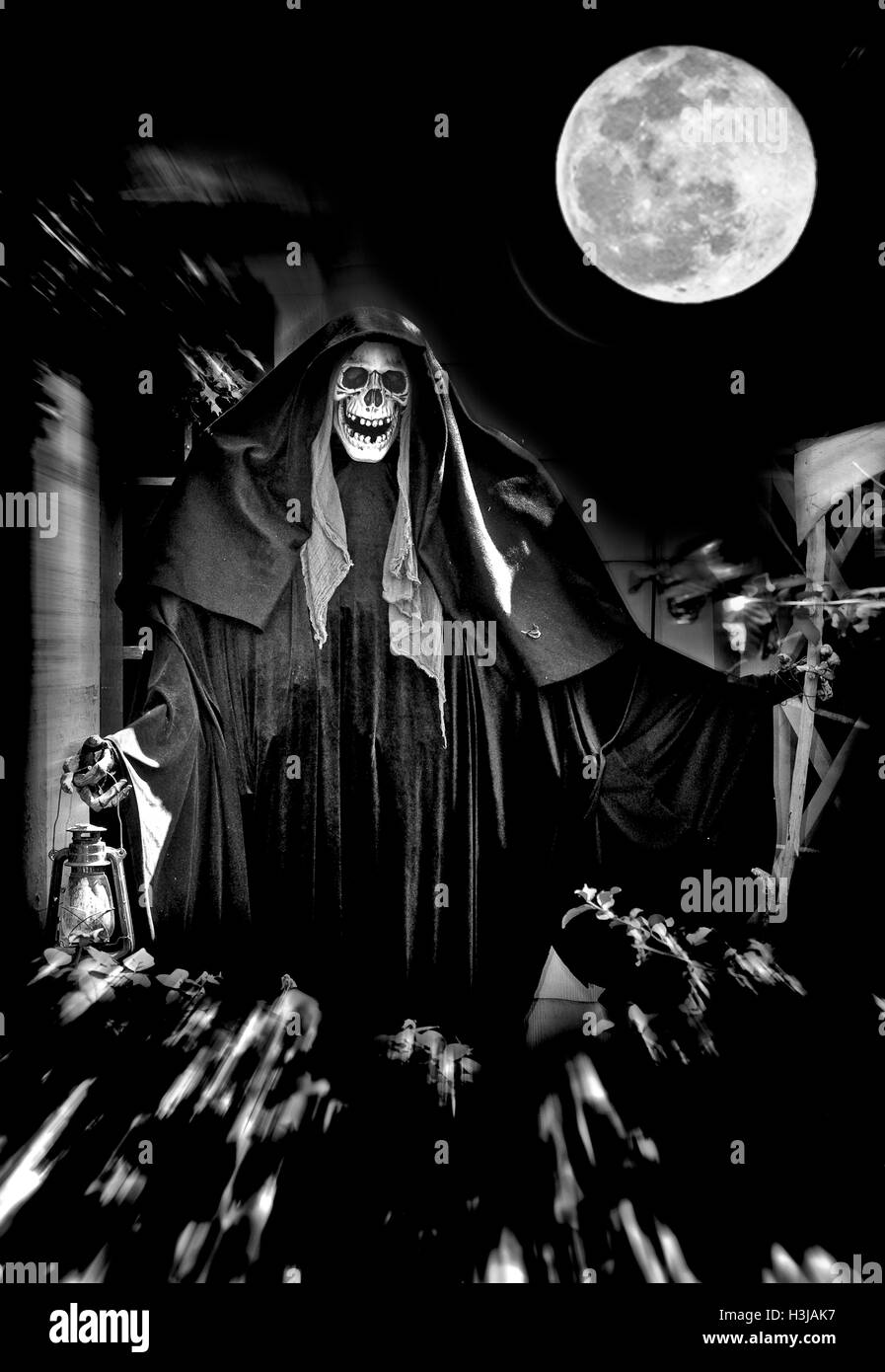 Skeletal Ghost with full moon Stock Photo - Alamy