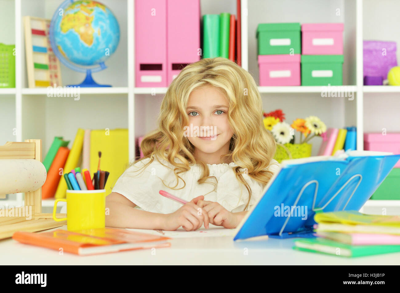 student girl with book Stock Photo - Alamy