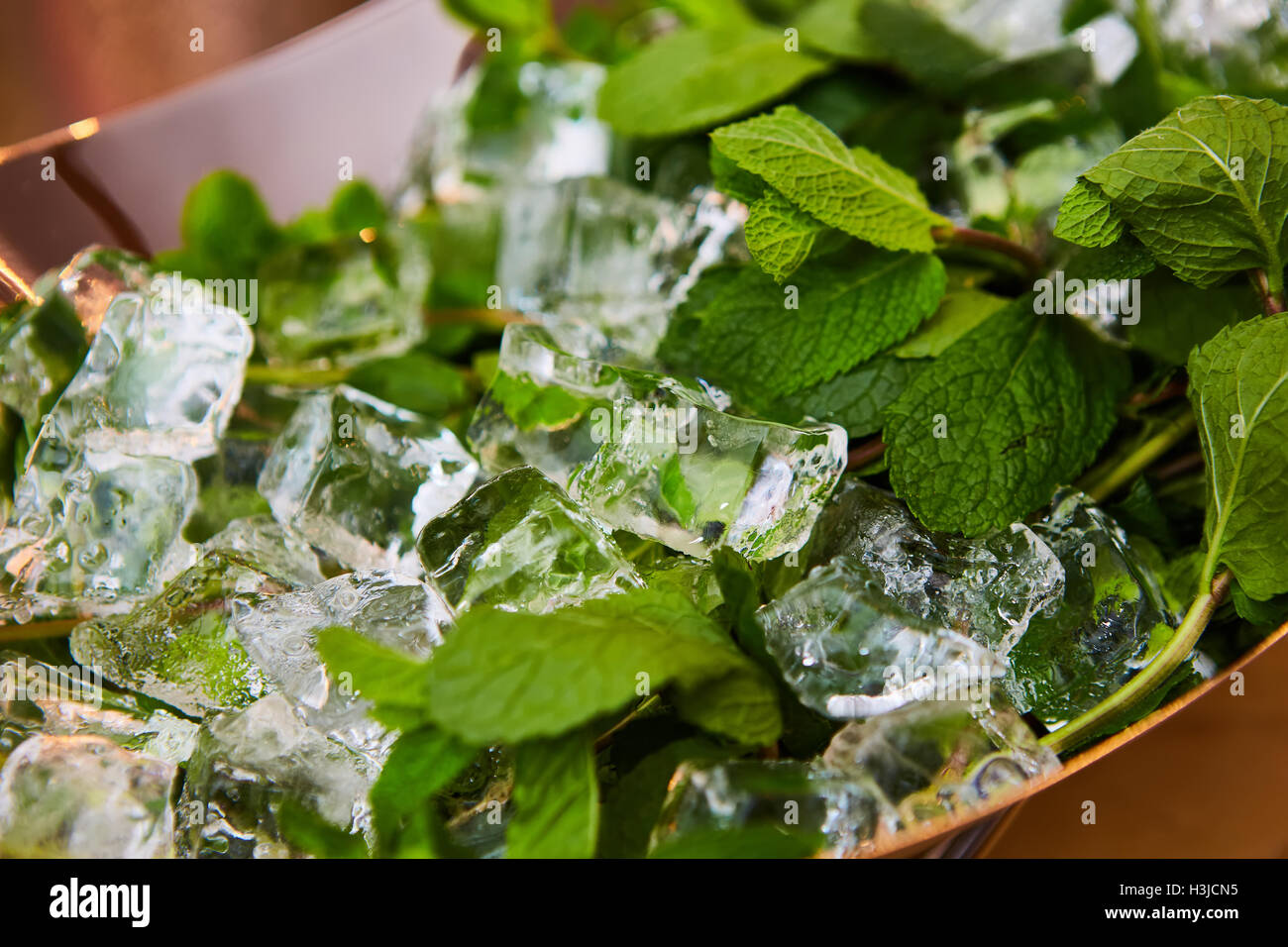 ice cubes and fresh mint Stock Photo - Alamy