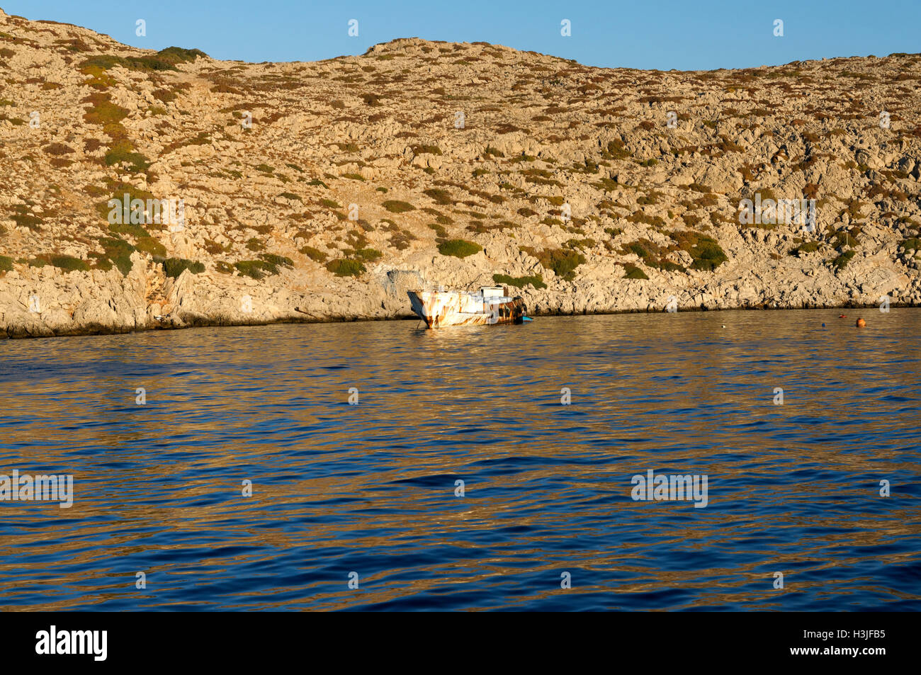 Ship wreck, Makri Island near Rhodes, Dodecanese Islands, Greece Stock ...