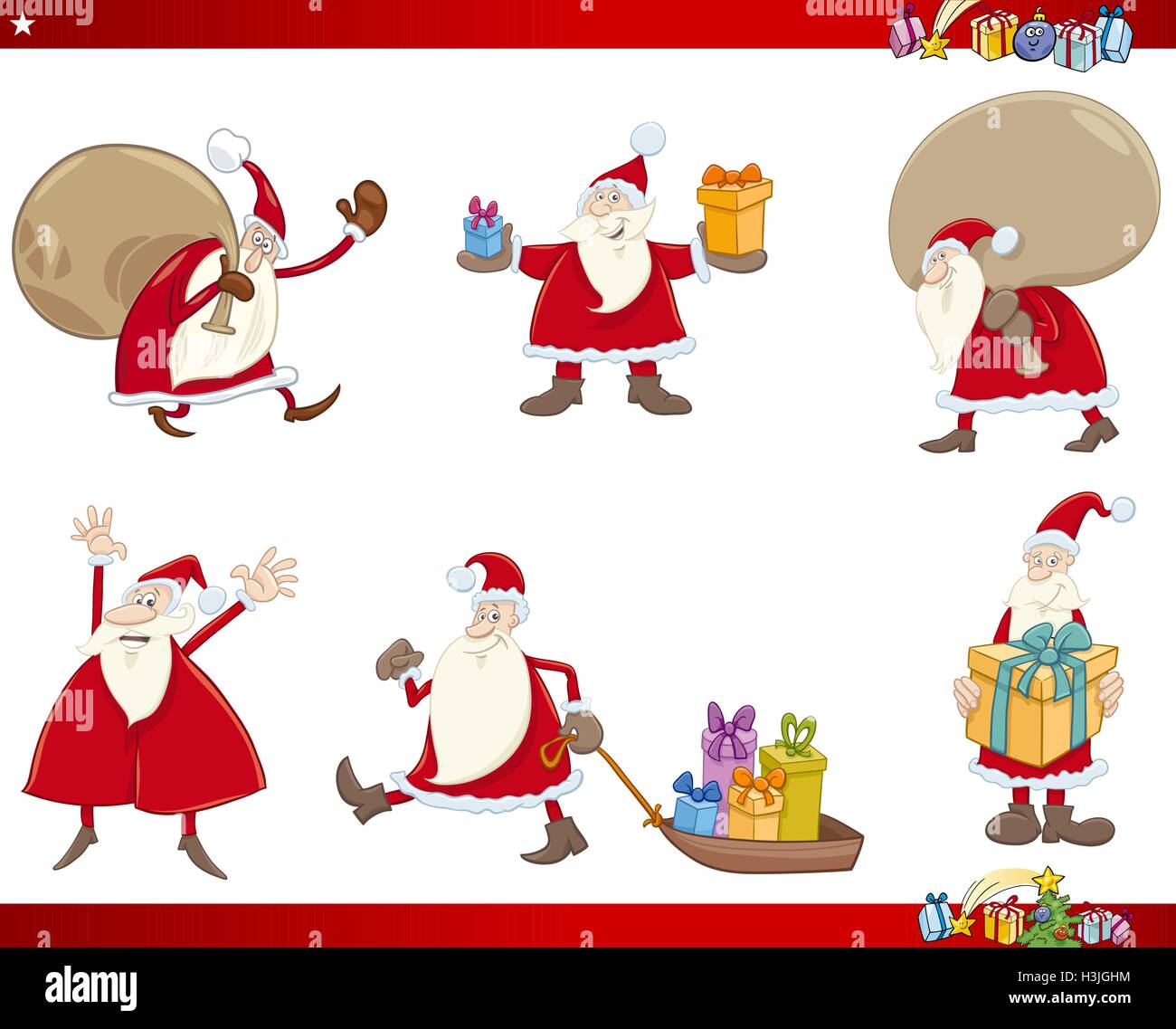 Cartoon Illustration of Santa Claus Christmas Characters Set Stock ...