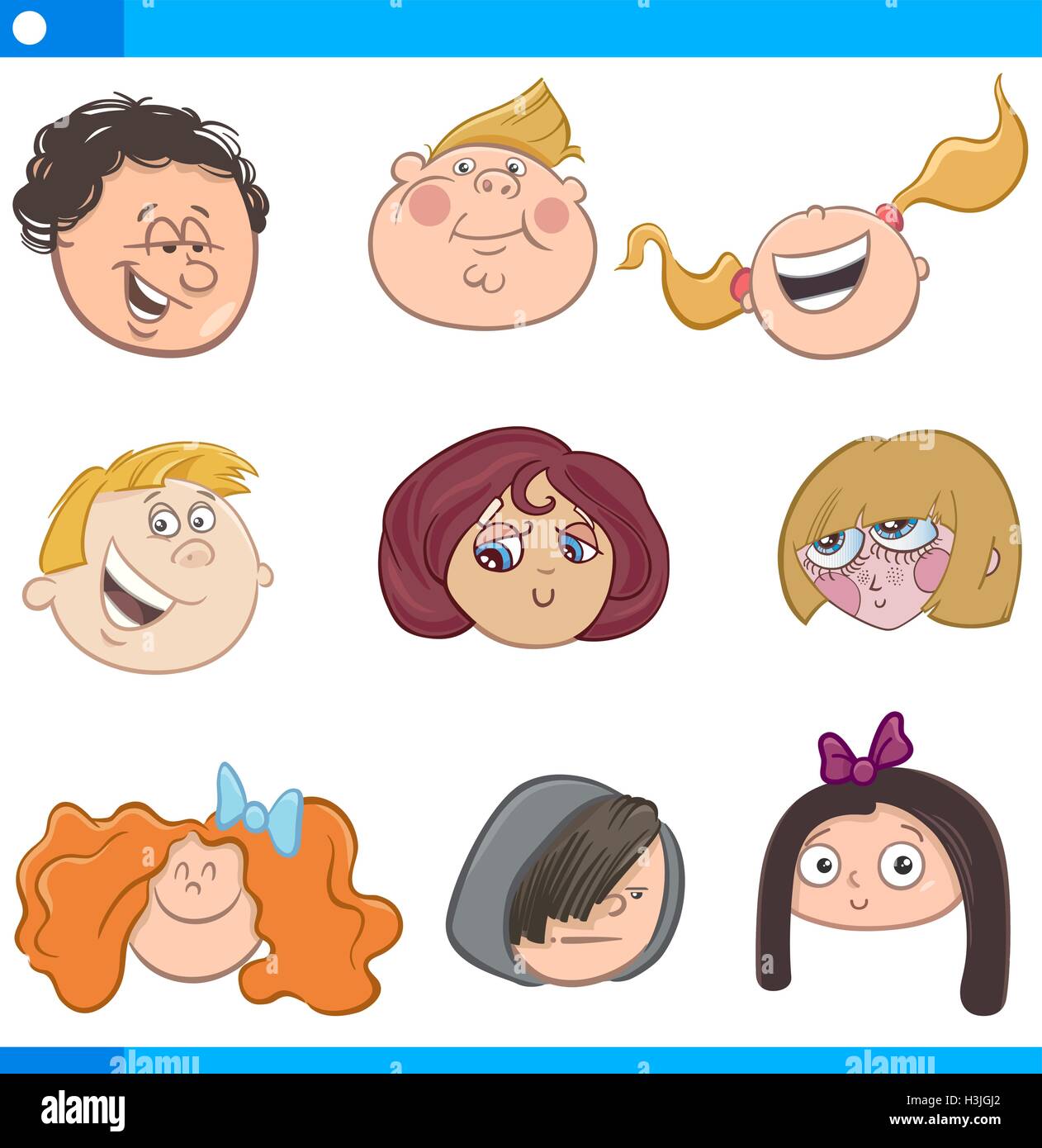 Cartoon children faces set hi-res stock photography and images - Alamy