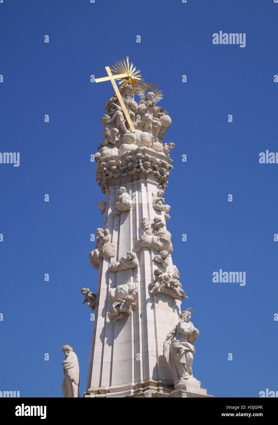 Replica statue of the Holy Trinity, a plague pillar, originally erected ...