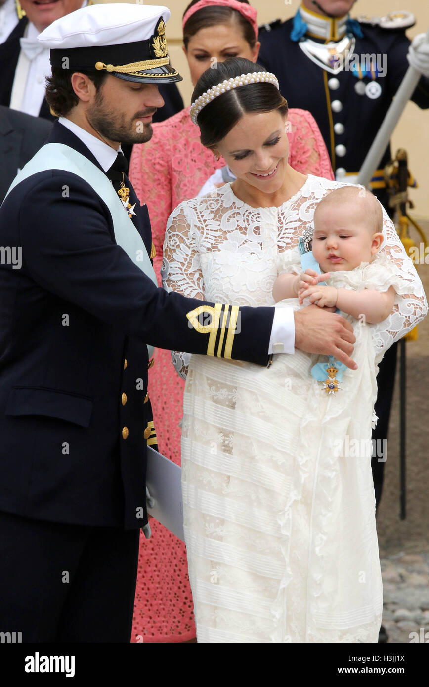 The christening of Prince Alexander of Sweden at Drottningholm Palace Chapel Featuring: Prince ...