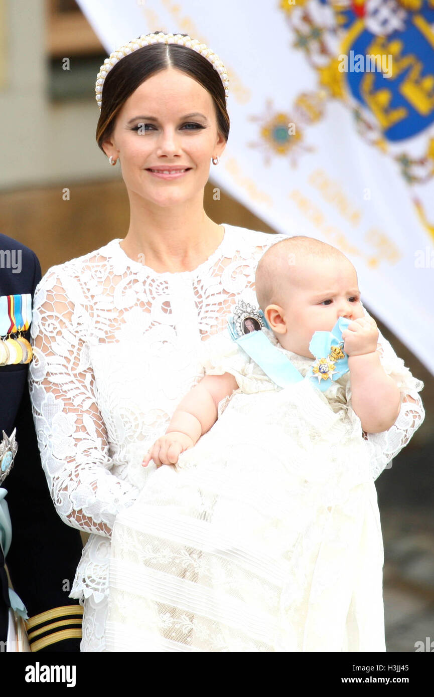 The christening of Prince Alexander of Sweden at Drottningholm Palace Chapel Featuring: Princess ...